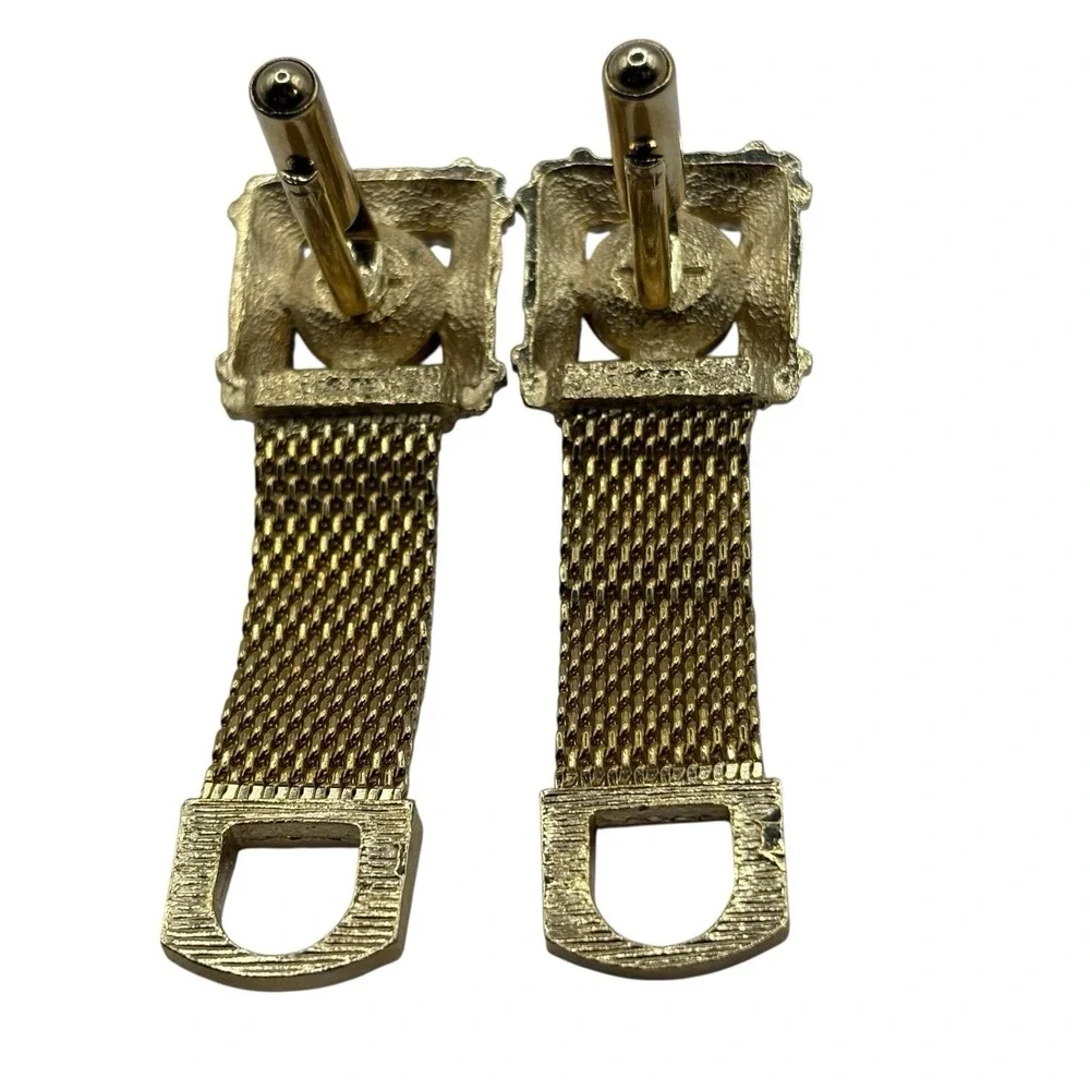 Accessories | Red Rhinestone Cufflinks Gold Tone Mesh Wrap Around Open ...